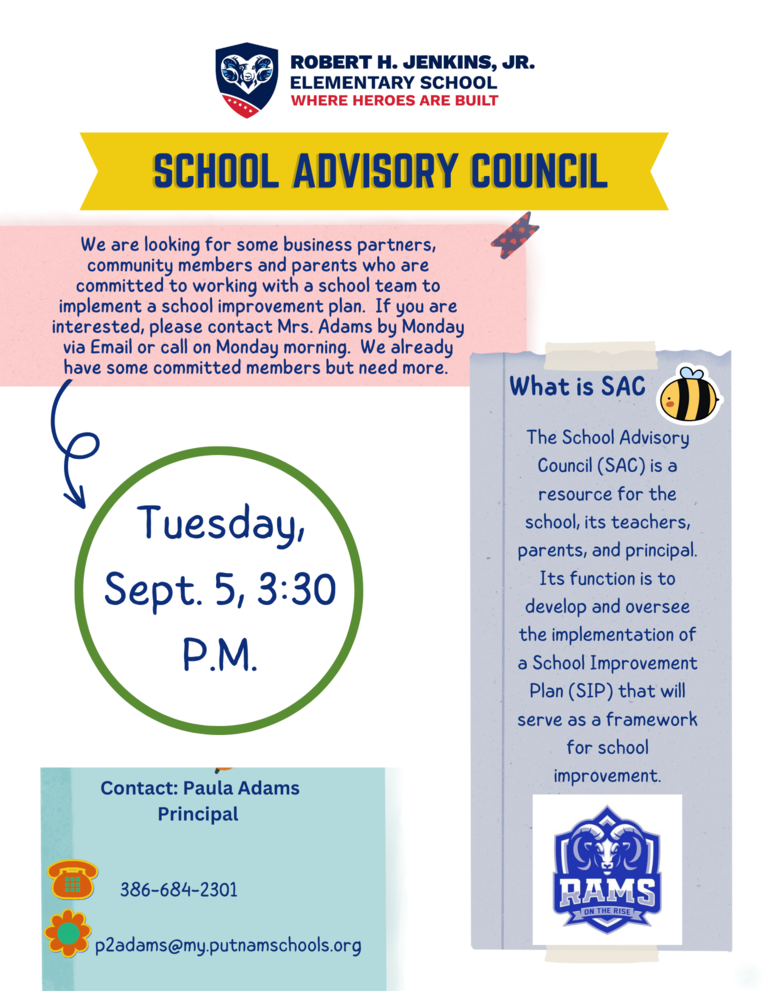 School Advisory Council Meetig | Robert H. Jenkins, Jr. Elementary School
