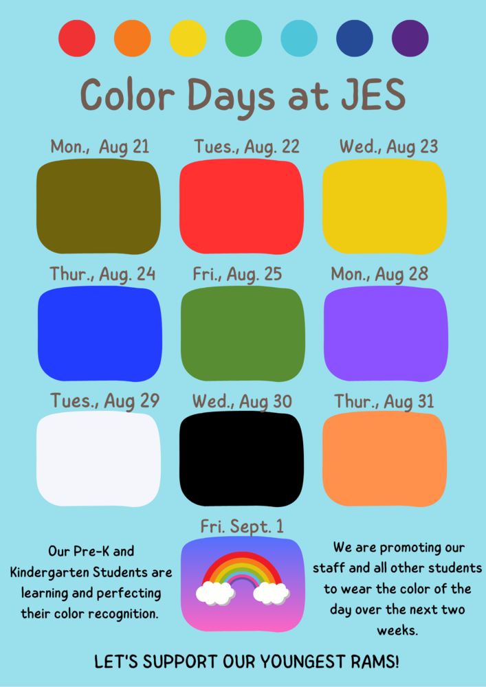 Pre-K & Kindergarten Color Days 2023 | Robert H. Jenkins, Jr ...